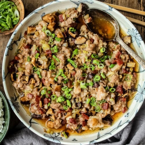 Chinese Steamed Pork Patty - Pups with Chopsticks