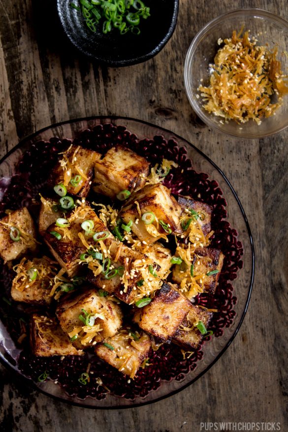 Chinese Turnip Cake (Lo Bak Go, 萝白糕) - Pups with Chopsticks