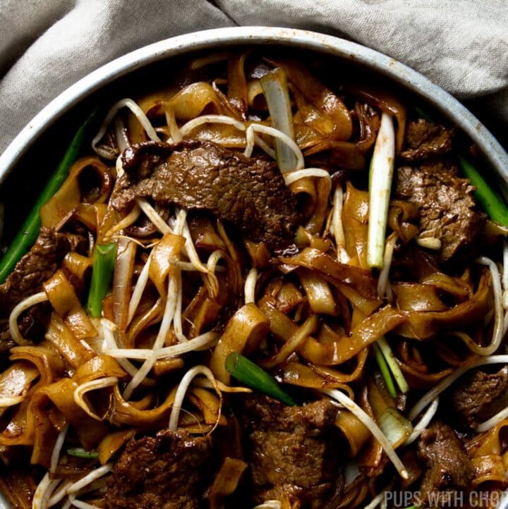 Beef Chow Fun (Beef Ho Fun) - Pups with Chopsticks