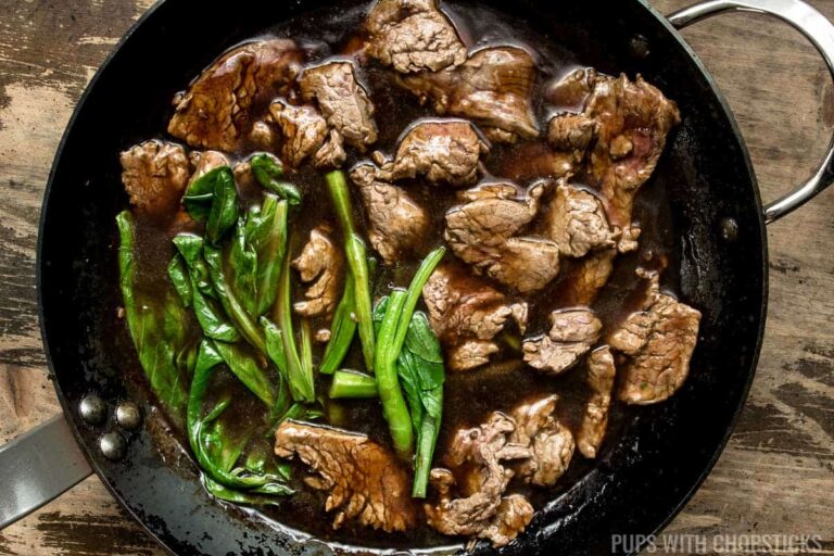 Saucy Beef Chow Ho Fun with Gravy (菜遠牛河) - Pups with Chopsticks