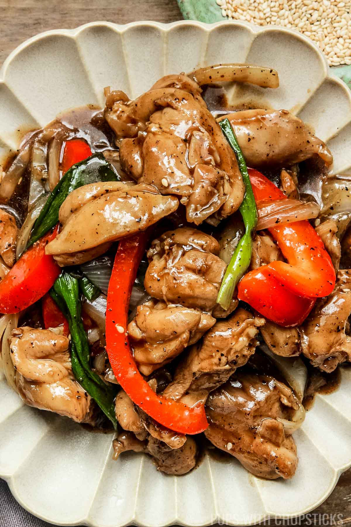 Black Pepper Chicken - Pups with Chopsticks