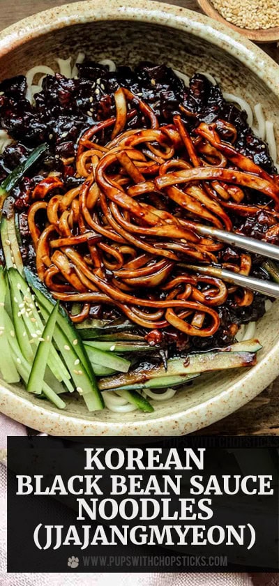 Jjajangmyeon (Korean Black Bean Sauce Noodles) - Pups with Chopsticks