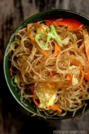 Pad Woon Sen (Thai Glass Noodle Stir Fry) - Pups with Chopsticks