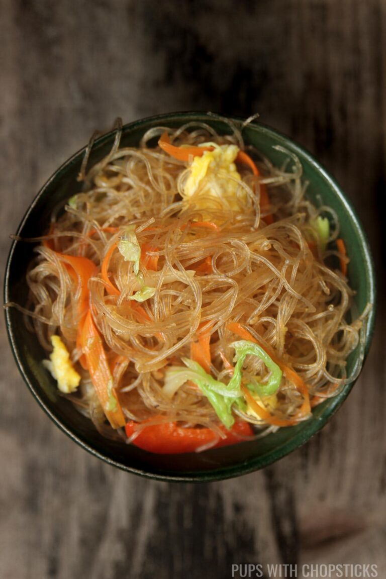 Pad Woon Sen (Thai Glass Noodle Stir Fry) - Pups with Chopsticks