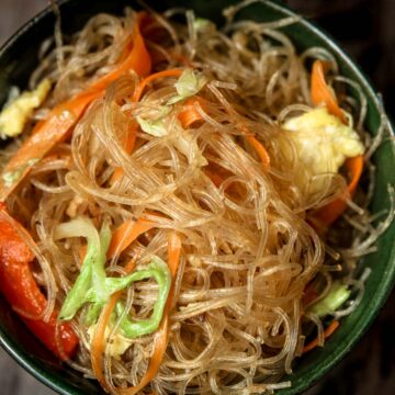 Pad Woon Sen (Thai Glass Noodle Stir Fry) - Pups with Chopsticks